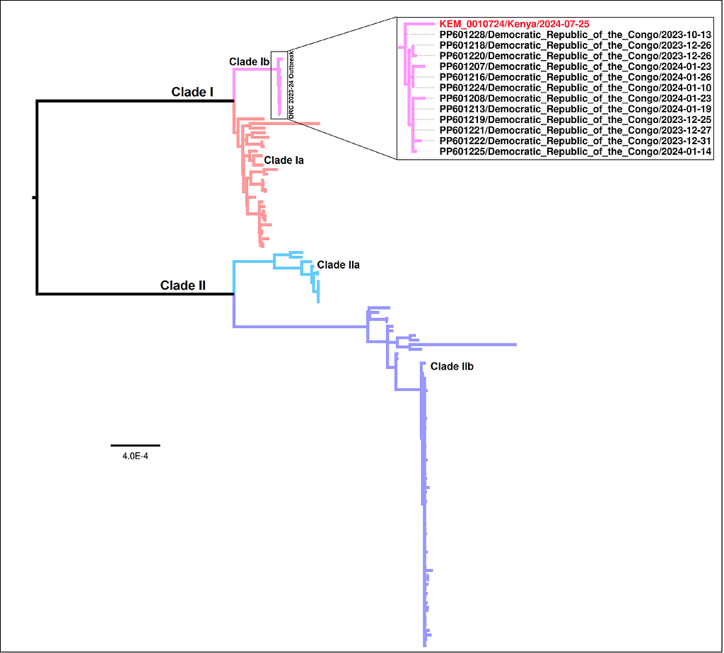 Draft genome of the first case of mpox virus detected in Kenya, August ...